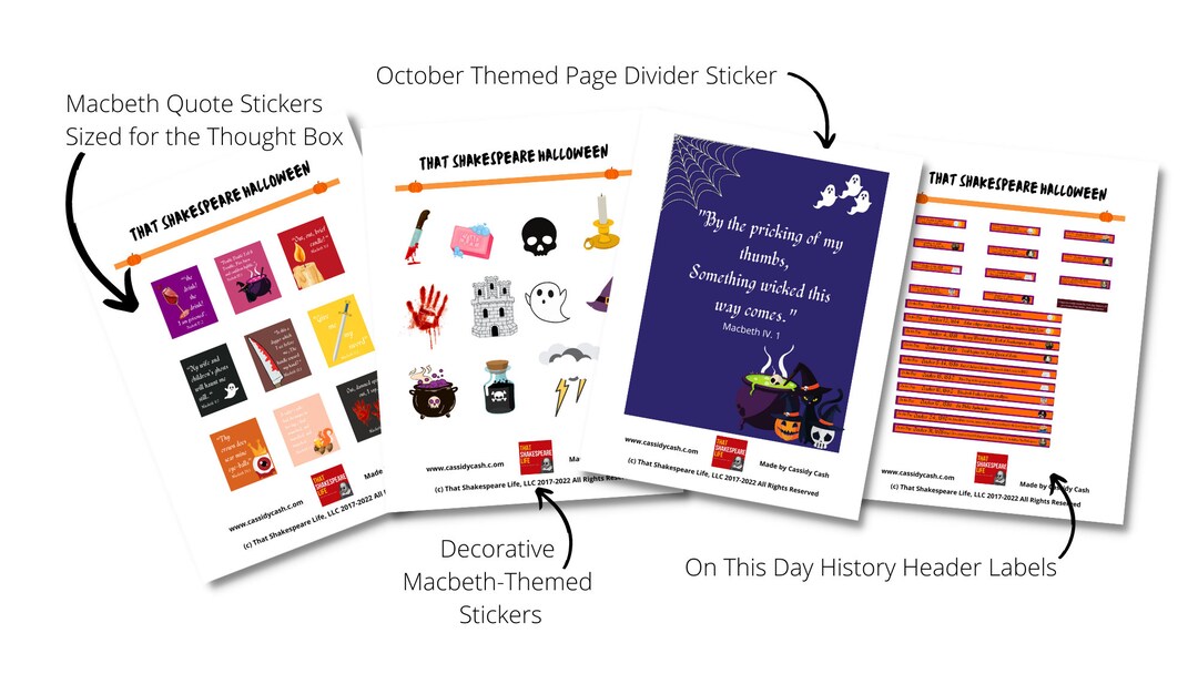 October Macbeth Themed Printable Planner Stickers for Erin Condren ...