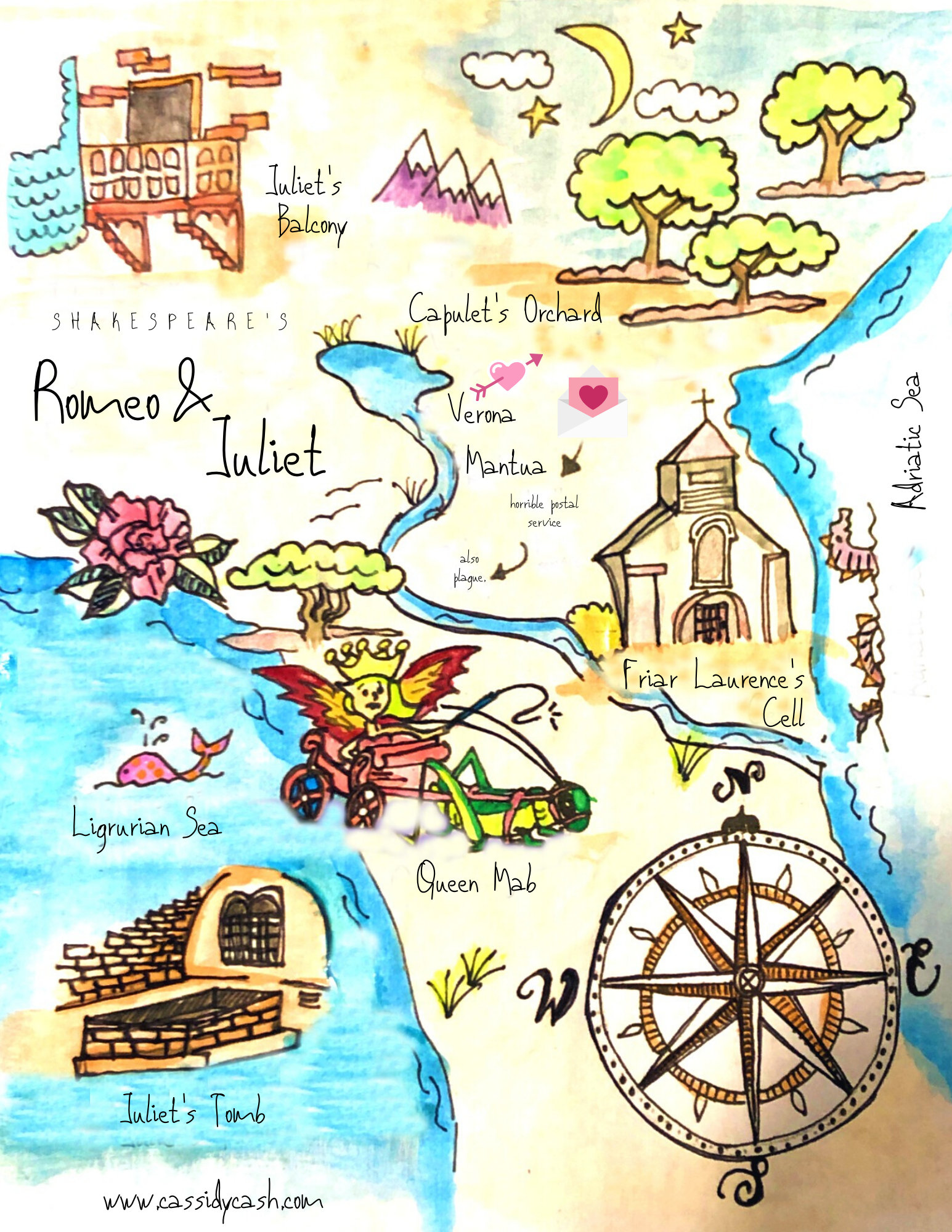 Illustrated Settings Map of Shakespeare's Romeo and Juliet - Etsy