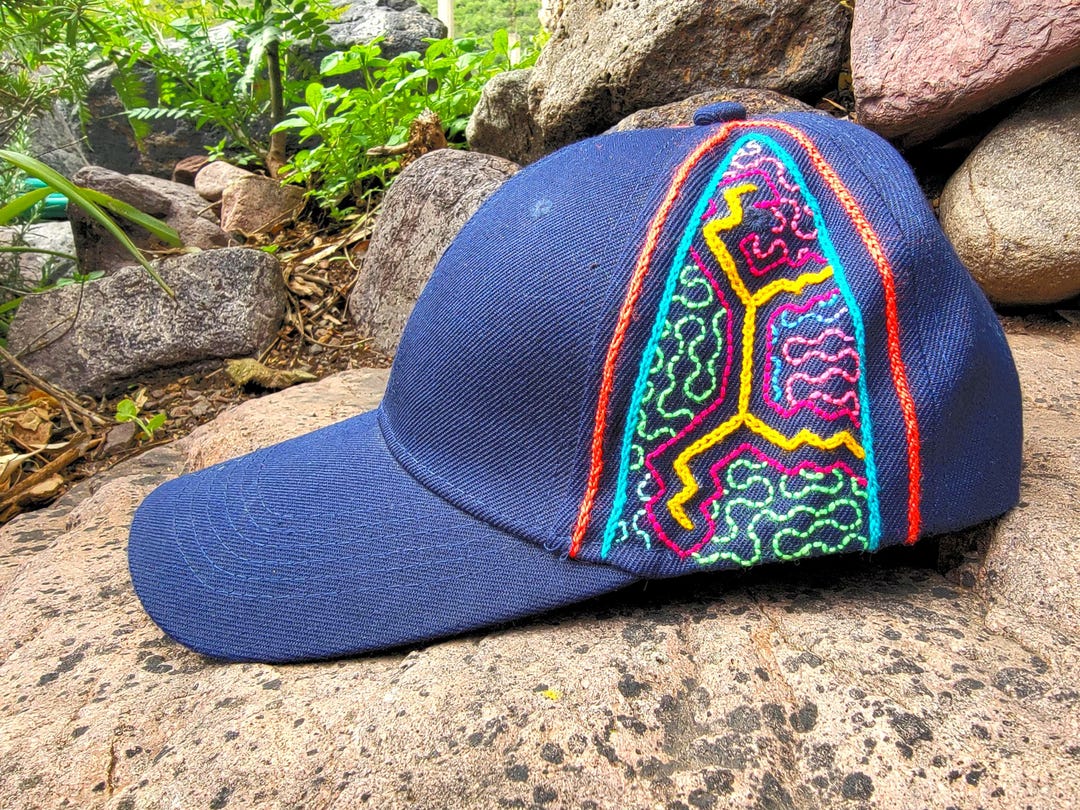 Shipibo Conibo Handmade Embroidered Textile Ball Cap Renaquilla Pattern ...