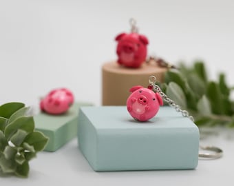 Cute Pig Keychain, Figurine, Decoration | Polymer Clay - Etsy
