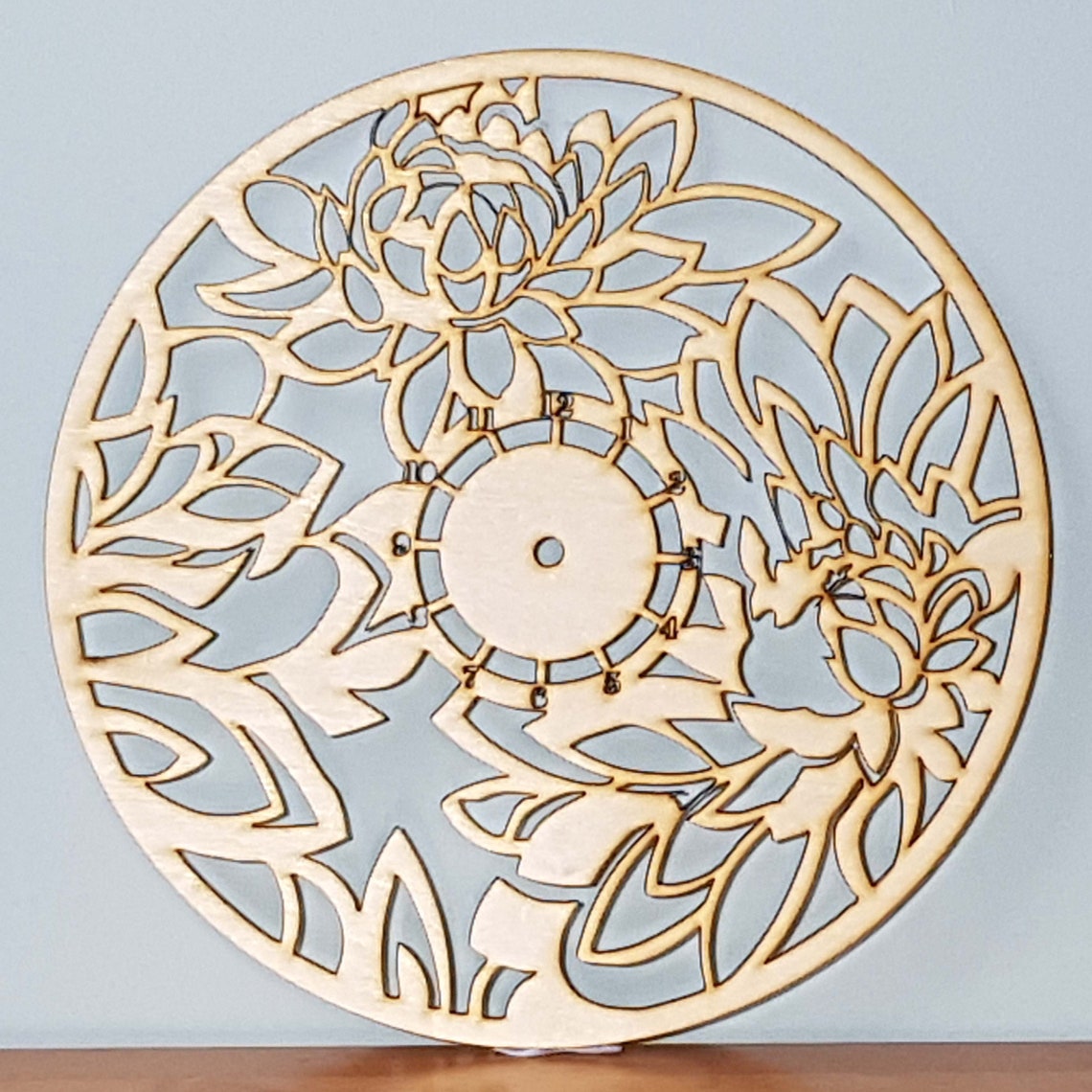 Wooden Wall Clock, Flower Design Beautiful Decoration and Gift for ...