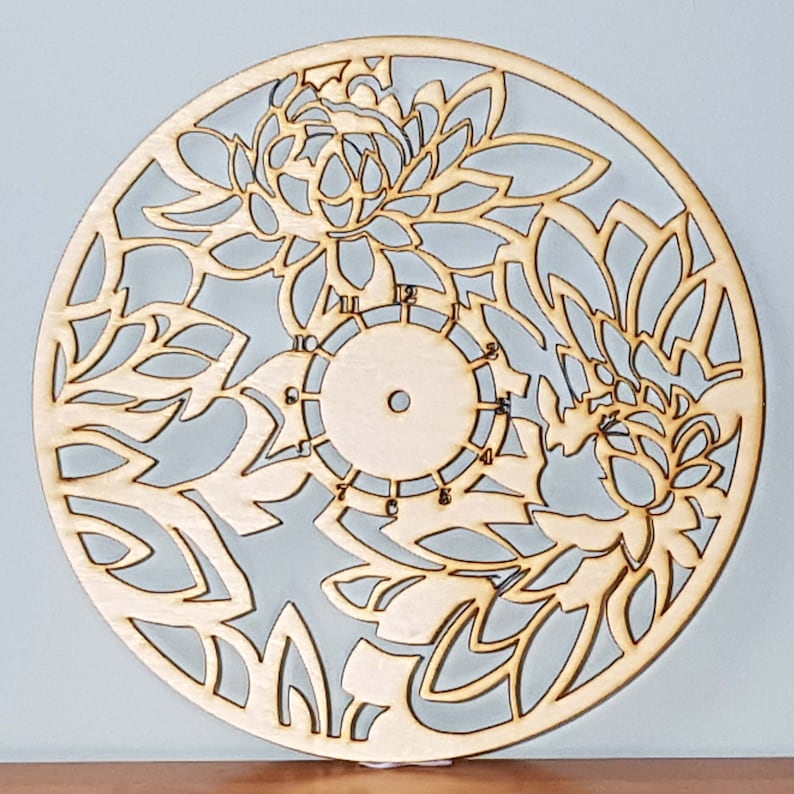 Wooden Wall Clock, Flower Design Beautiful Decoration and Gift for ...