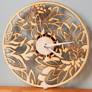 Wooden Wall Clock, Flower Design Beautiful Decoration and Gift for ...