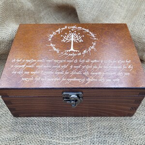 Elvish Wooden Box With Custom Engraving Gondor Tree - Etsy