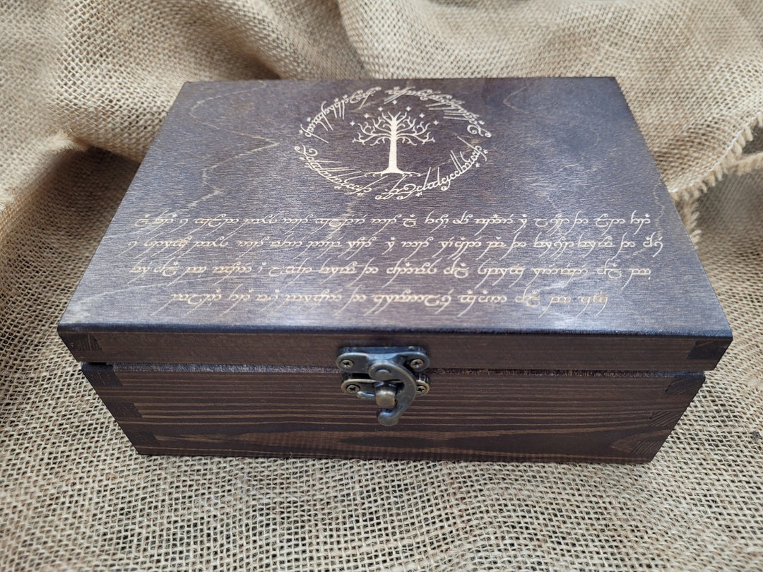 Elvish Wooden Box With Custom Engraving Gondor Tree - Etsy