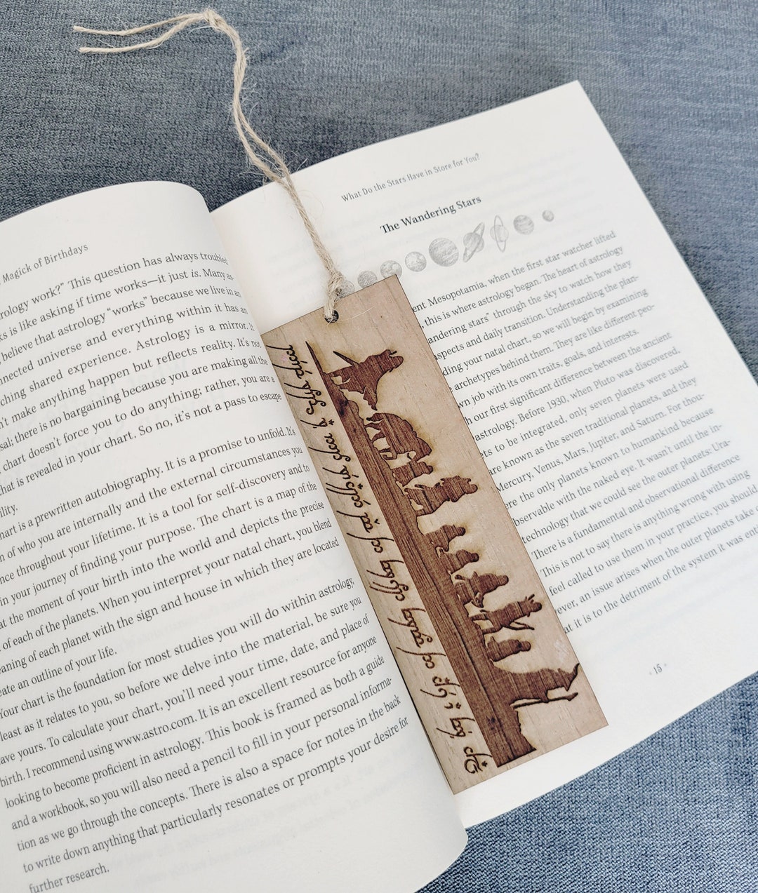 Wooden Bookmark Lord of the Rings Fellowship of the Ring With Elvish ...