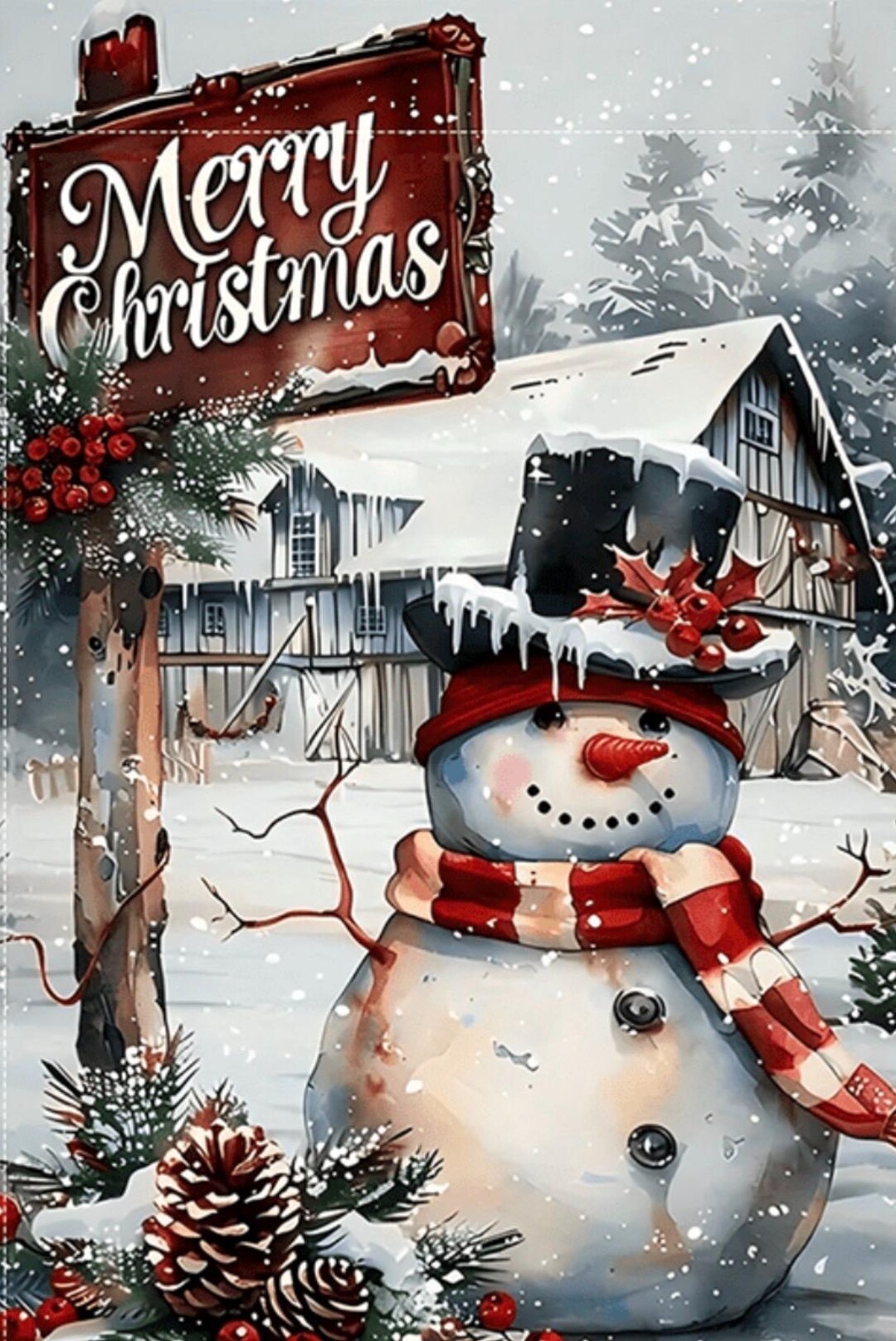 Merry Christmas Welcome Snowman Garden Banner Flag 12 X 18 | Double ...