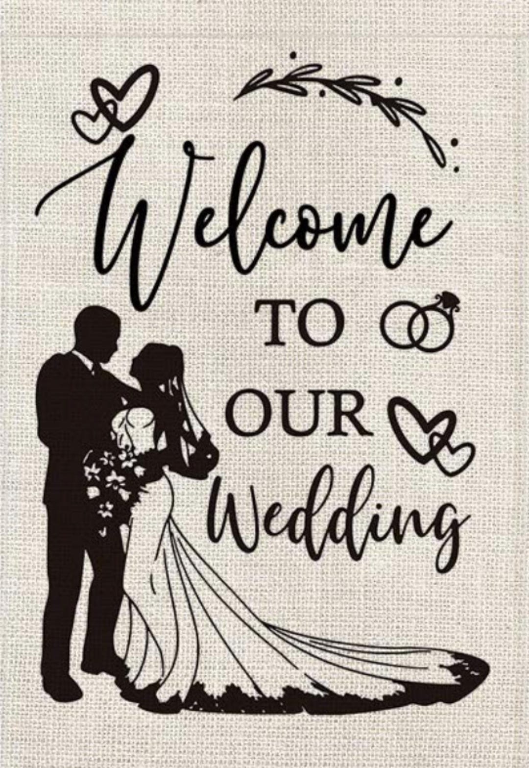 Welcome to Our Wedding Garden Flag | Double Sided Burlap, Bride and ...