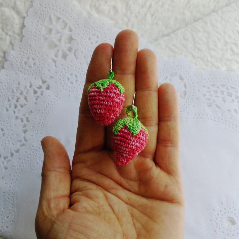 Strawberry Earrings, Crochet Strawberries, Best Gifts for Girls, Fake ...