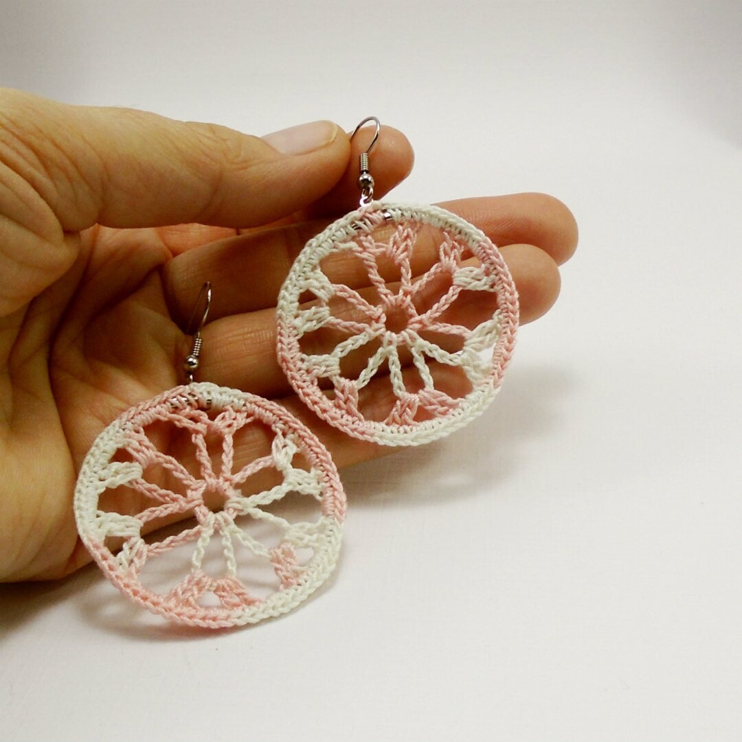 Peach Hoop Earrings, Crochet Lace Earrings, Boho Chic Jewelry, Best ...