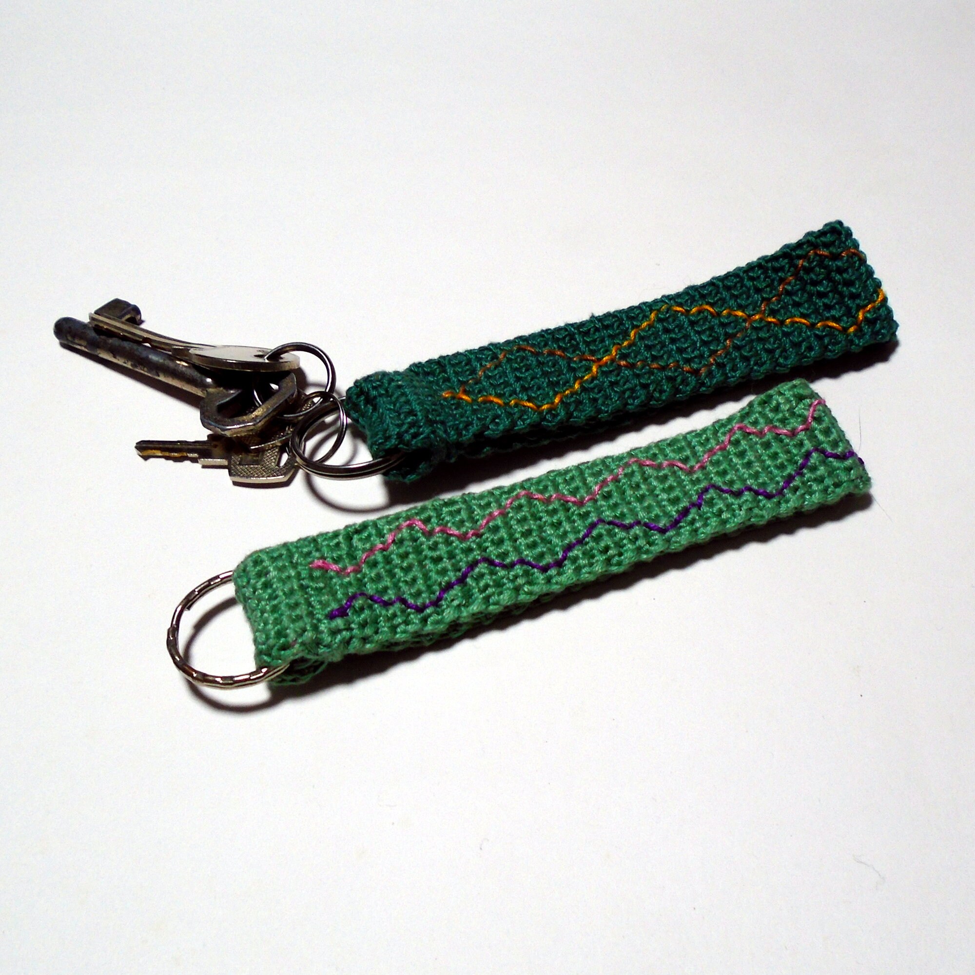 Wristlet keychain Green key chain Crochet keychain Key fob | Etsy