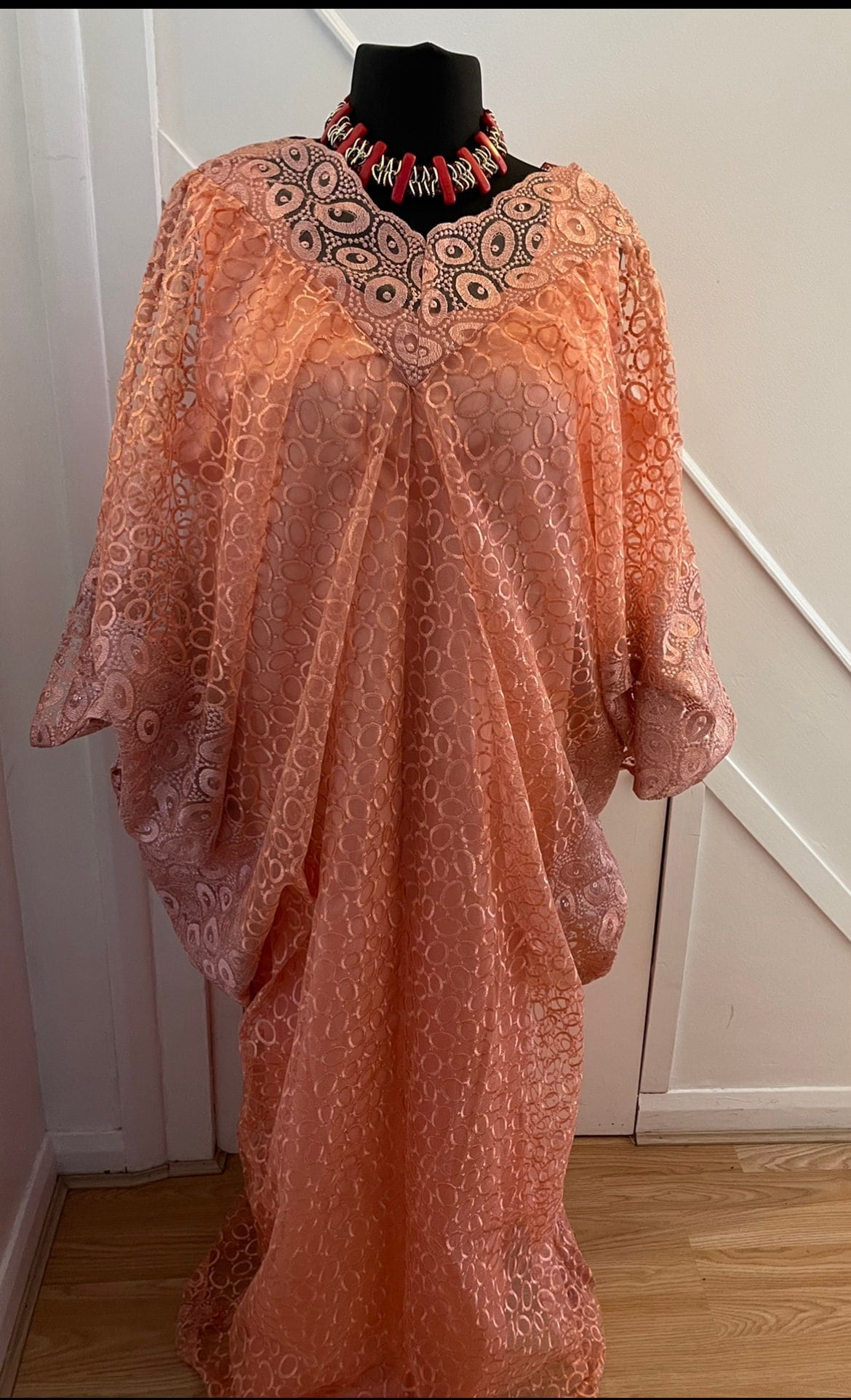 Ready to Wear Boubou Lace. Party Wear Peach Occassional Outfit 3pce Set ...