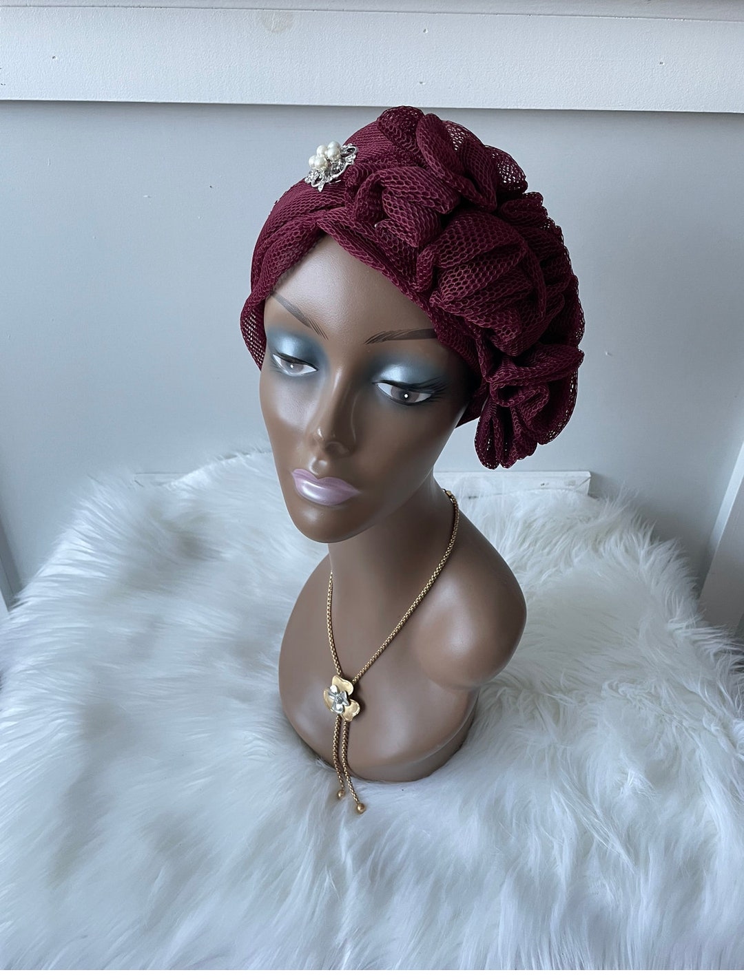 Wine Turban. Ladies Side Bonnet Cap - Etsy