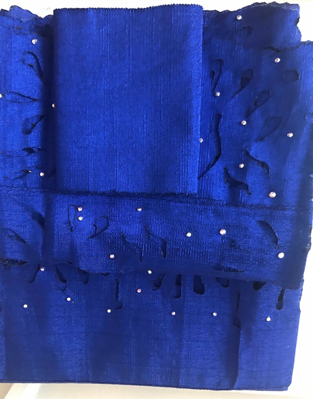 Nigeria Laser Cut Royal Blue Aso Oke. Celebrant 3pce Set. Gele, Iborun ...