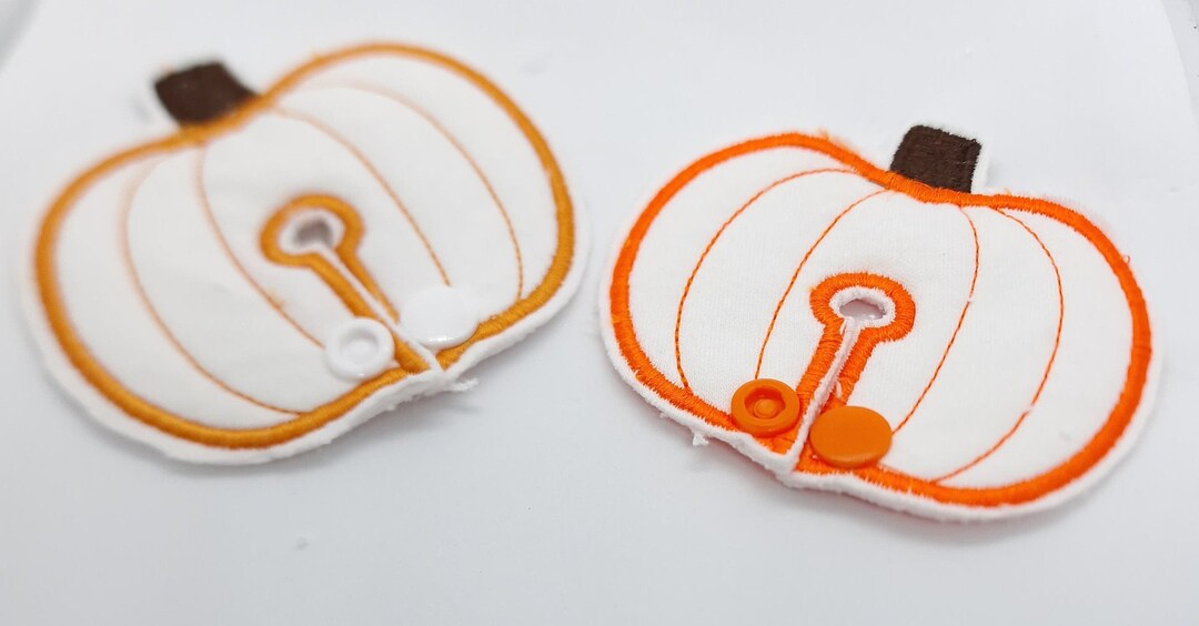 Halloween Peg Feed Covers - Double Pumpkin - G Tube Covers - Peg Button ...
