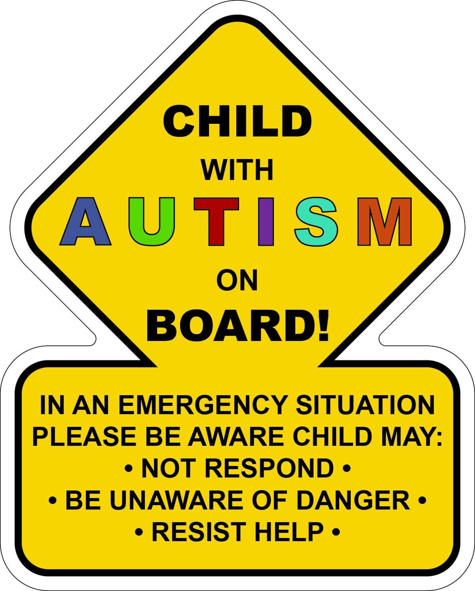 Autism Window Car Decal Car Sign Diamond Car Sign Child With Autism on ...