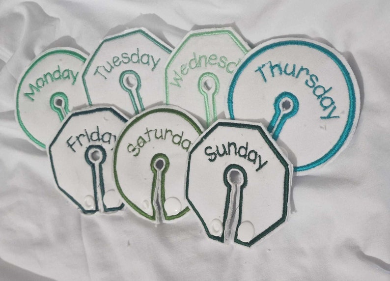 Days of the Week Peg Feed Covers - G Tube Covers - Peg Button Covers ...
