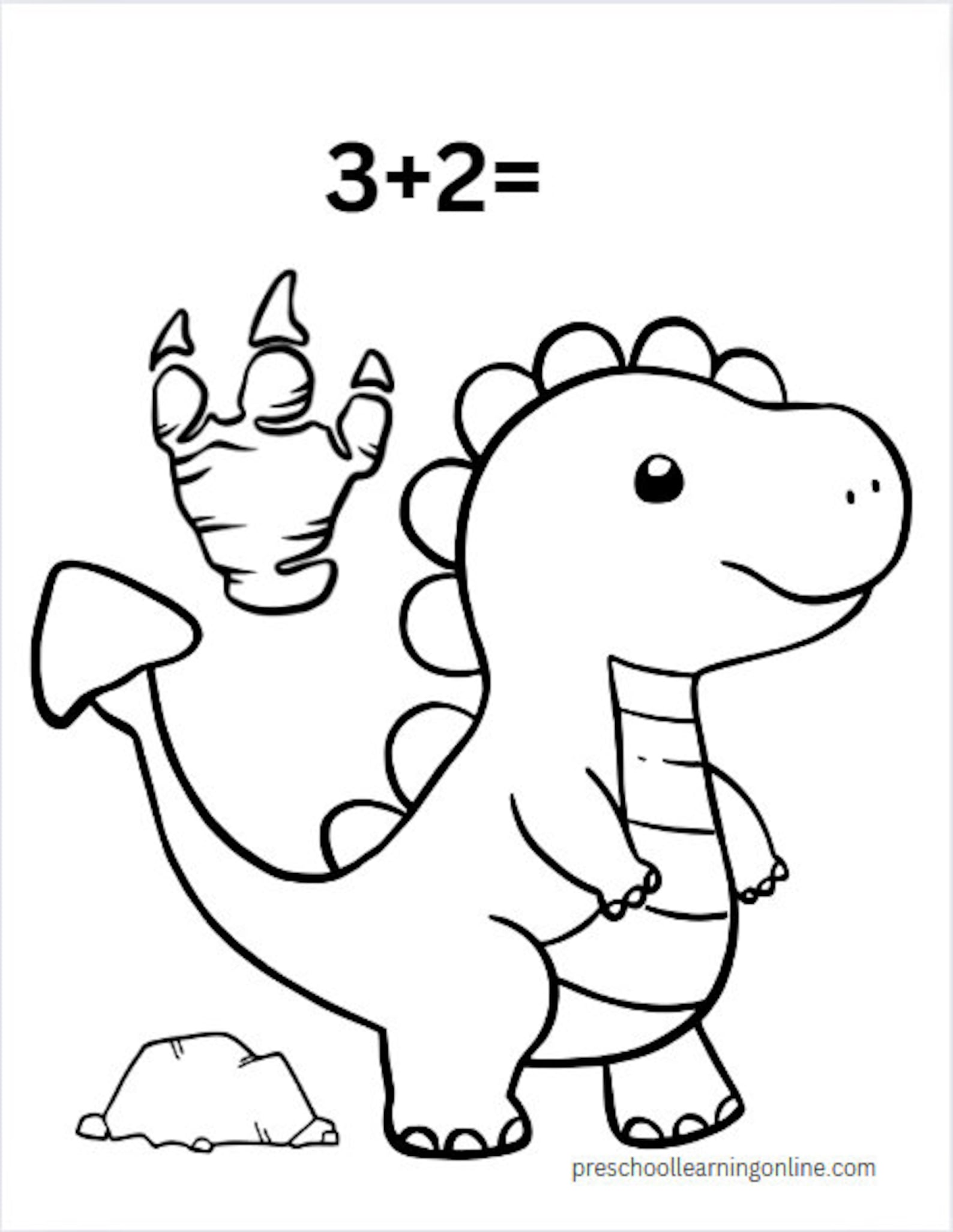 23 Dinosaur Math Coloring Pages-dino Coloring Sheets-preschool ...