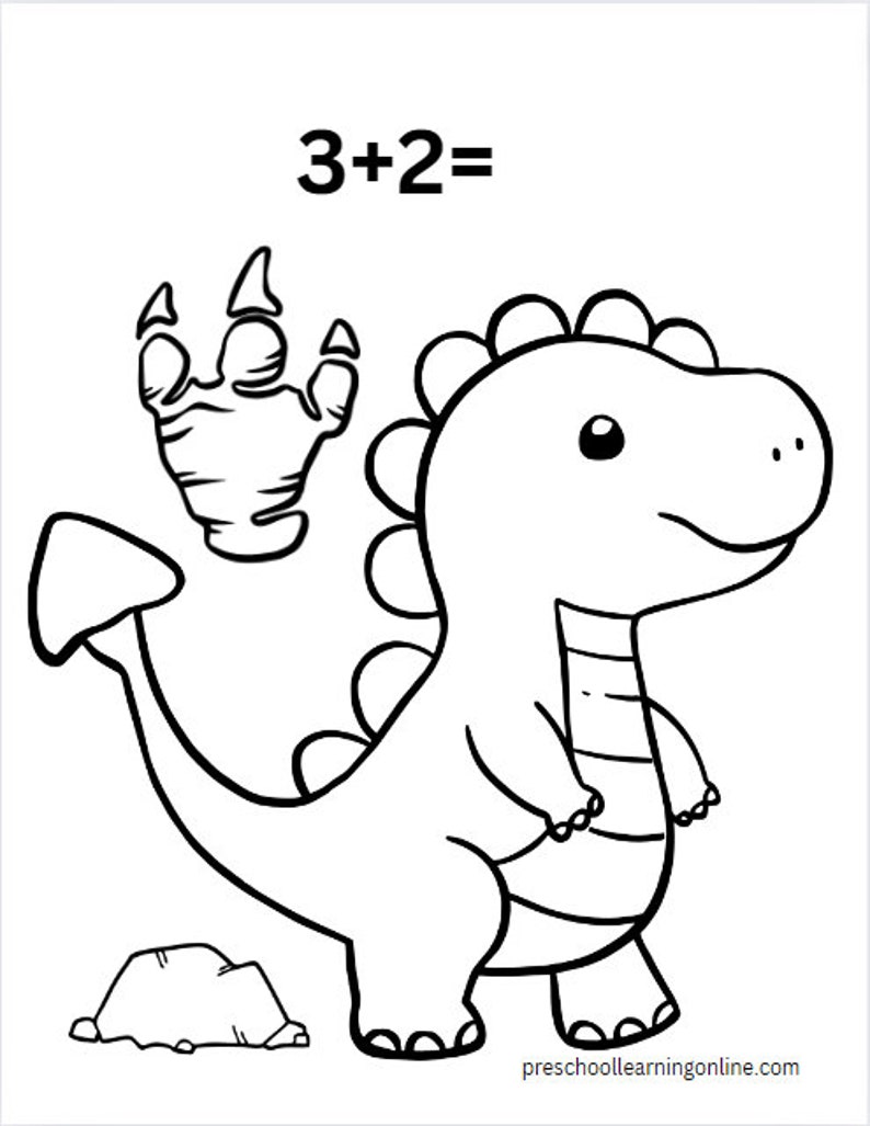 23 Dinosaur Math Coloring Pages-dino Coloring Sheets-preschool ...