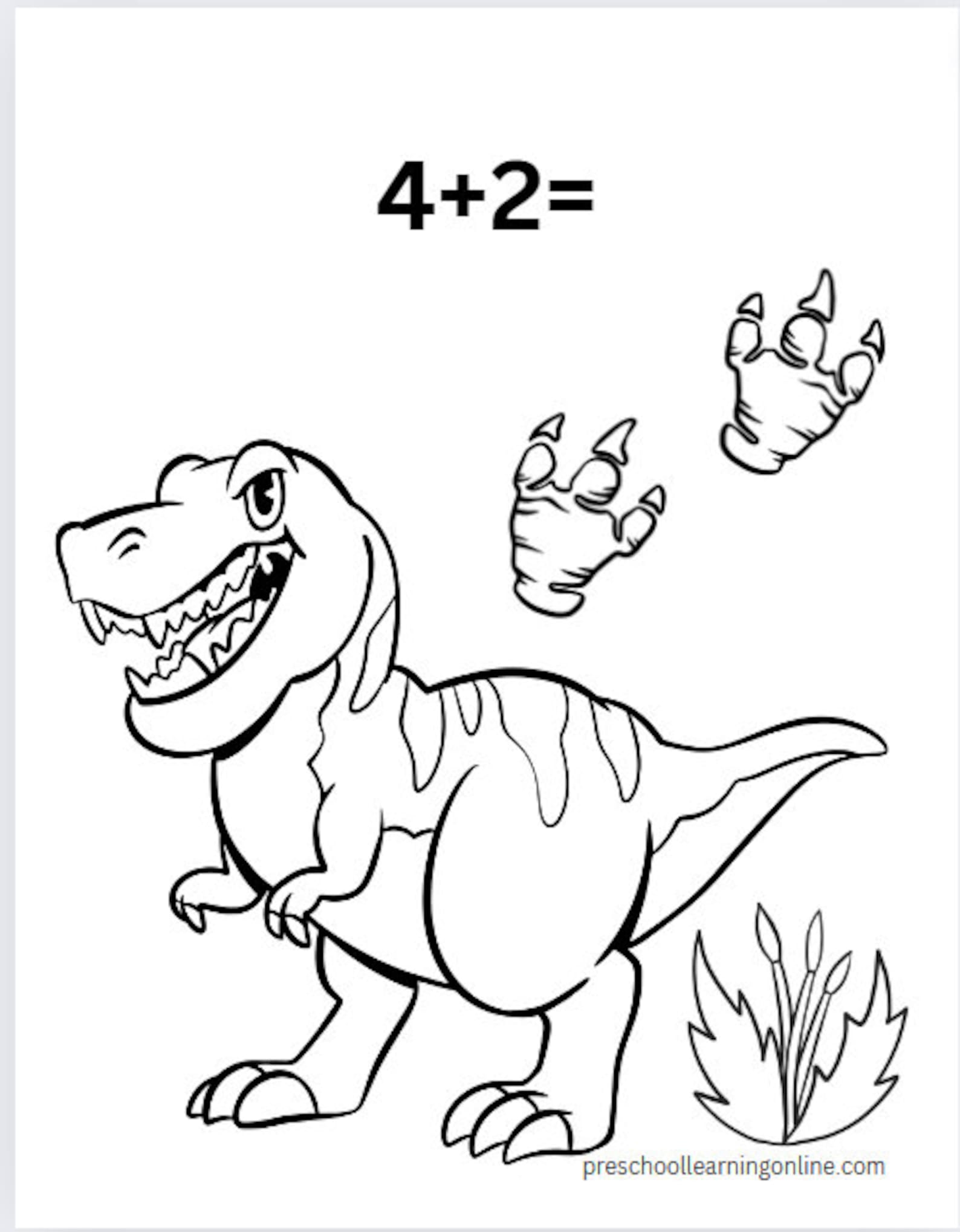 23 Dinosaur Math Coloring Pages-dino Coloring Sheets-preschool ...