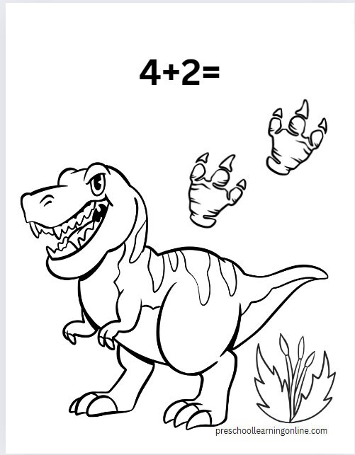 23 Dinosaur Math Coloring Pages-dino Coloring Sheets-preschool ...