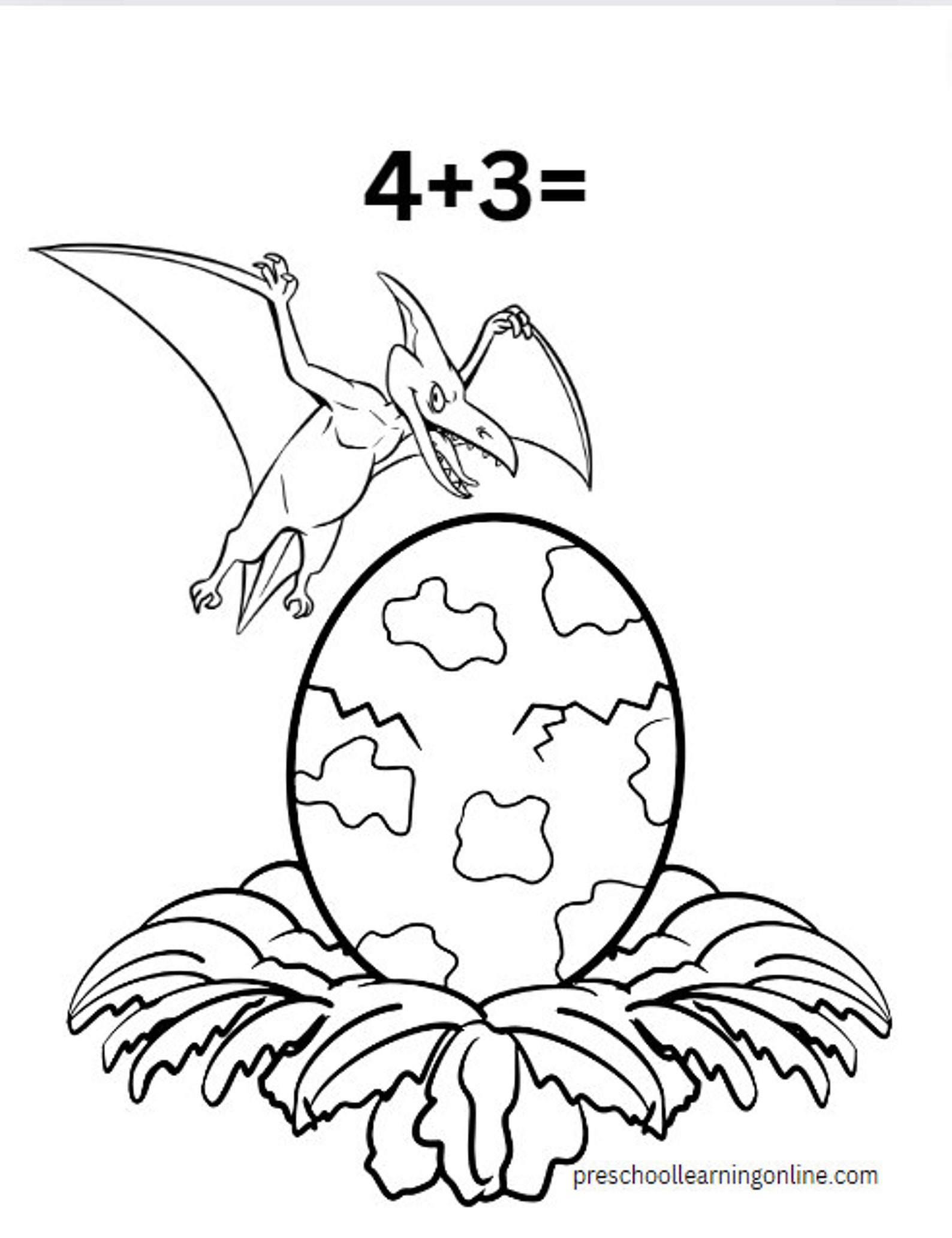 23 Dinosaur Math Coloring Pages-dino Coloring Sheets-preschool ...