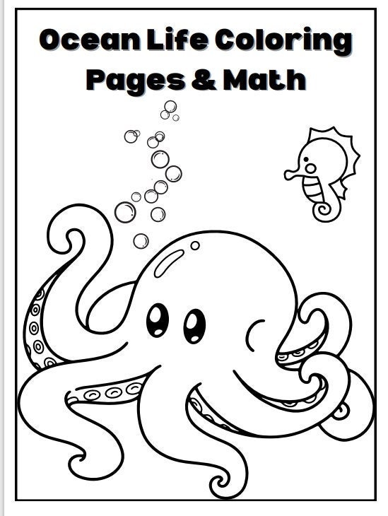 20 Ocean Animals Coloring & Math Pages - Learn Subtraction - Marine ...