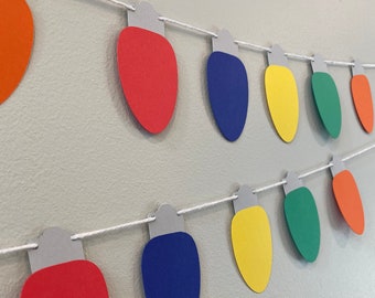 Light Bulb Garland, Colorful Light Banner, Christmas Garland, Christmas ...