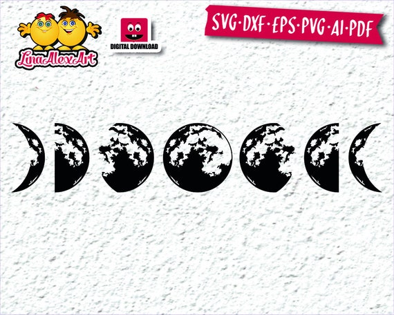 Moon Phases Svg Cutting Files Moons Clip Art Moon Cricut Etsy