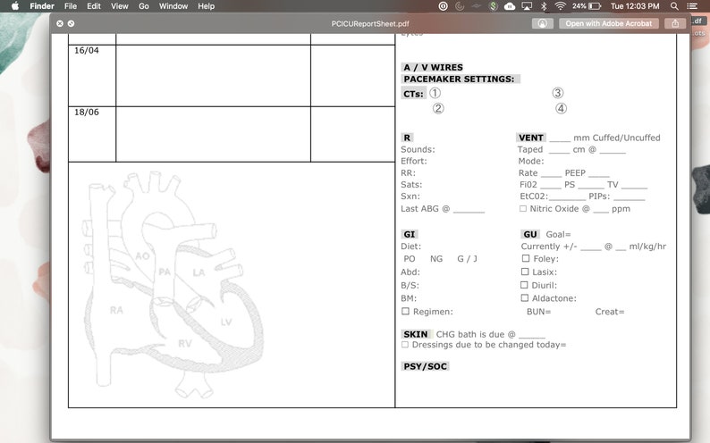 Pediatric Cardiac ICU Nurse Report Sheet/ Report Brain - Etsy