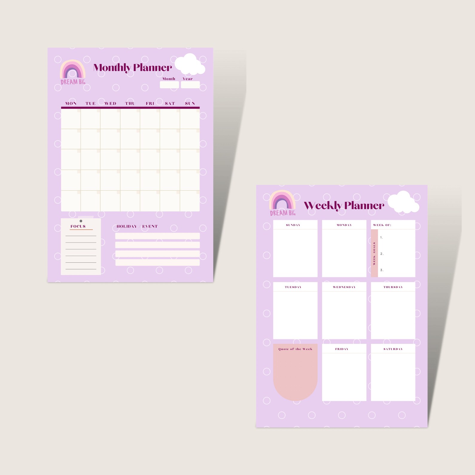 Printable Planner Set With Planner Inserts, Dream Planner, A4, A2 - Etsy