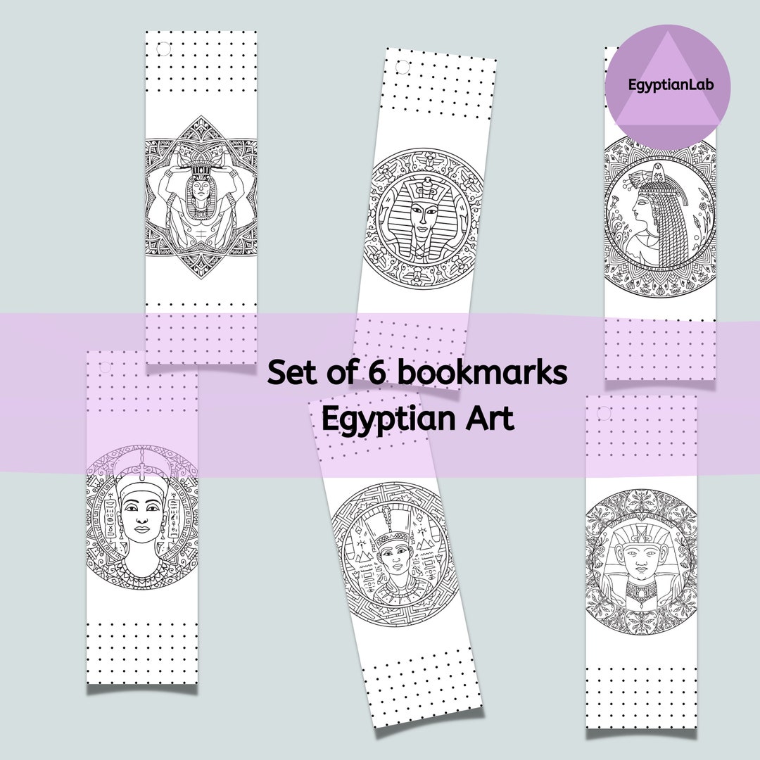 Set of 6 Bookmarks, Egyptian Art | Hieroglyphs | Doodle the Pharaoh ...