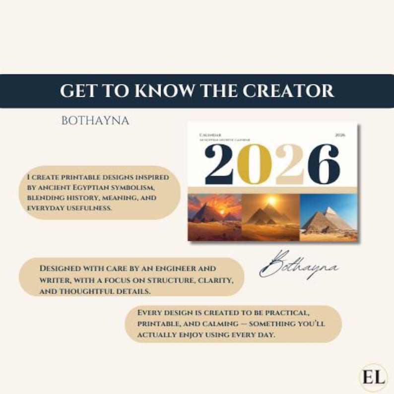 2026 Wall Calendar in Pdf Format - Digital Printable Ancient Egypt ...