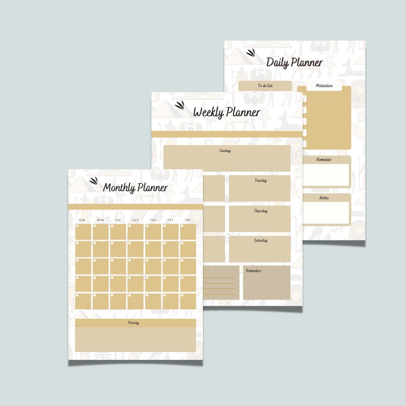 Set of 3 Printable Planners, With Planner Inserts, Egyptian Planner ...