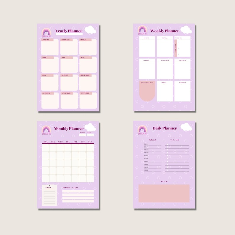 Printable Planner Set With Planner Inserts, Dream Planner, A4, A2 - Etsy