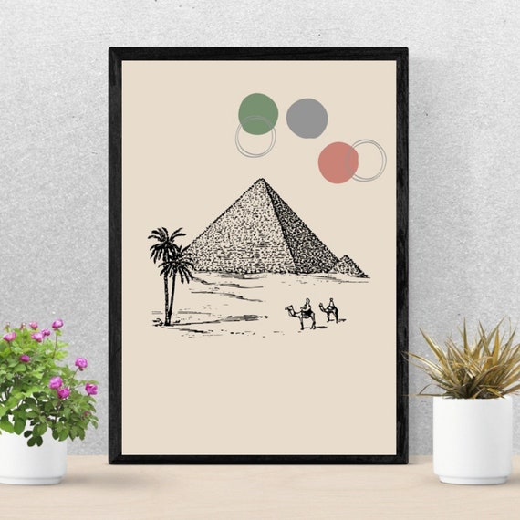 Egyptian Pyramid Scene Abstract Egyptian Print Printable. | Etsy