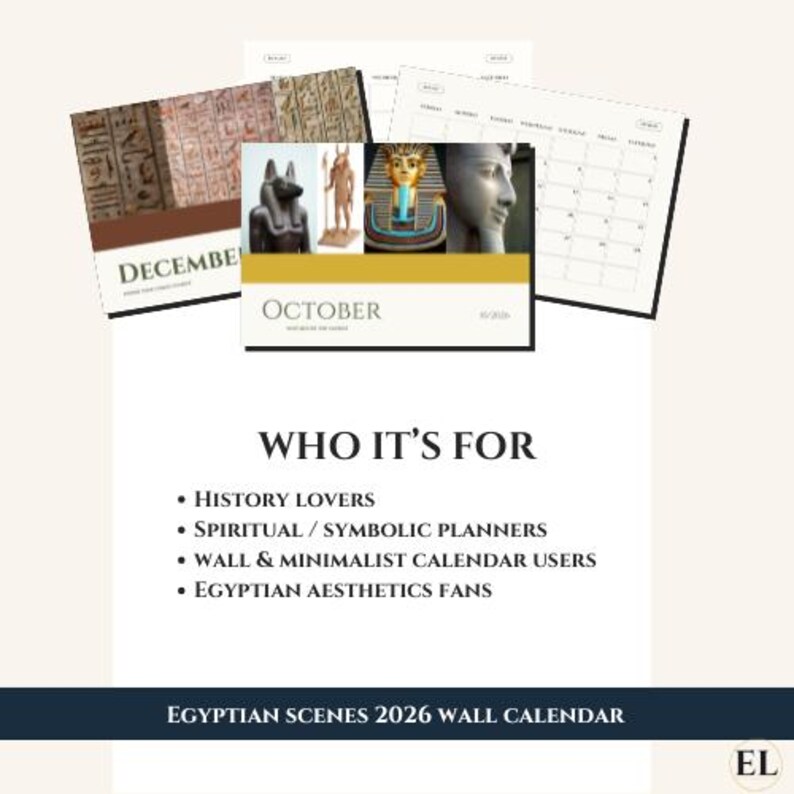 2026 Wall Calendar in Pdf Format - Digital Printable Ancient Egypt ...