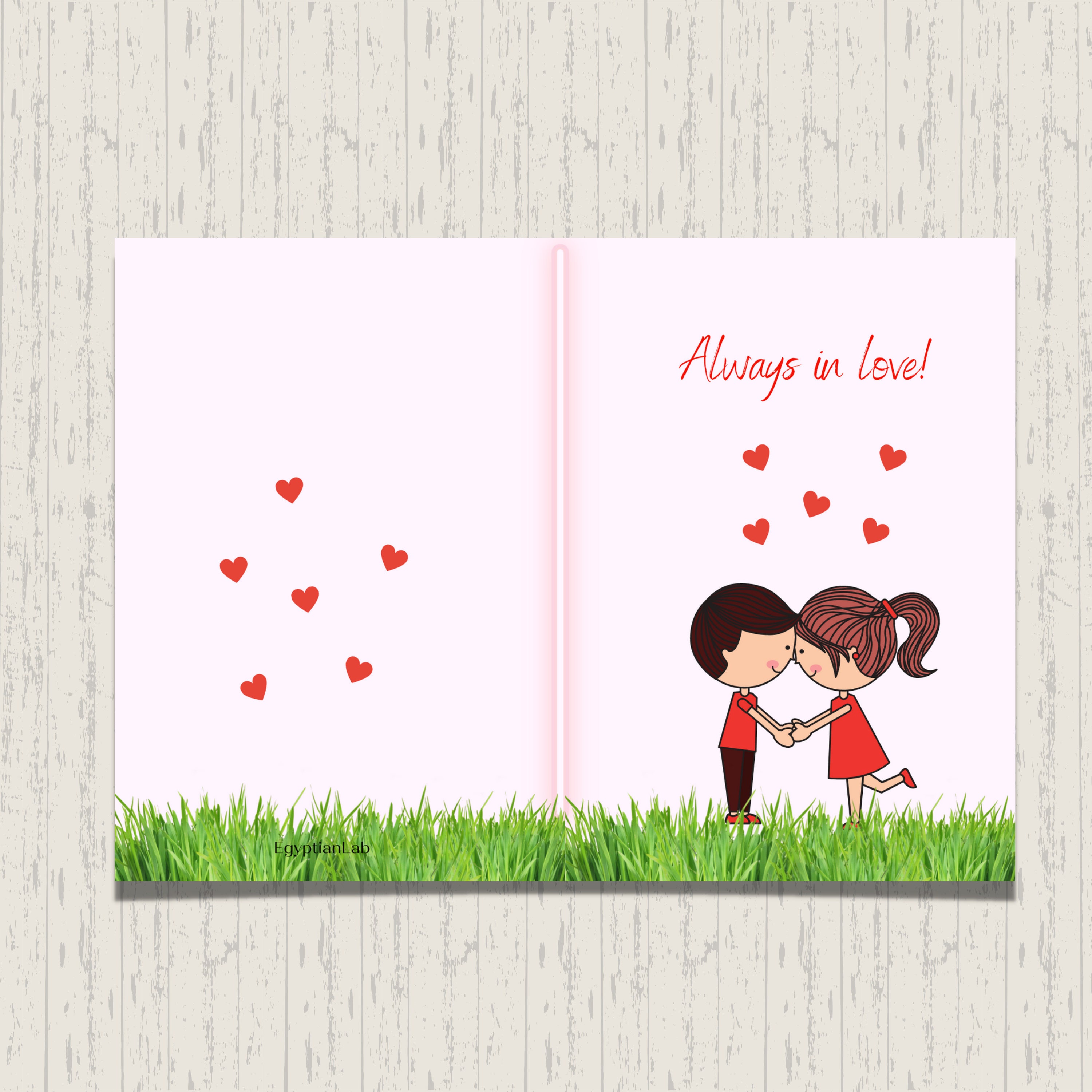 Romantic Cute Couple Love Card Cartoon Theme, Instant Download and ...