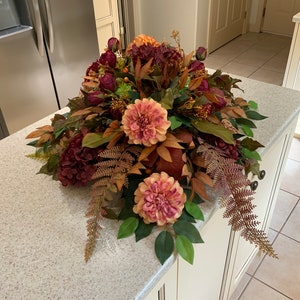 Fall Headstone Cemetery Saddle, Burgundy Artificial Tombstone Floral ...