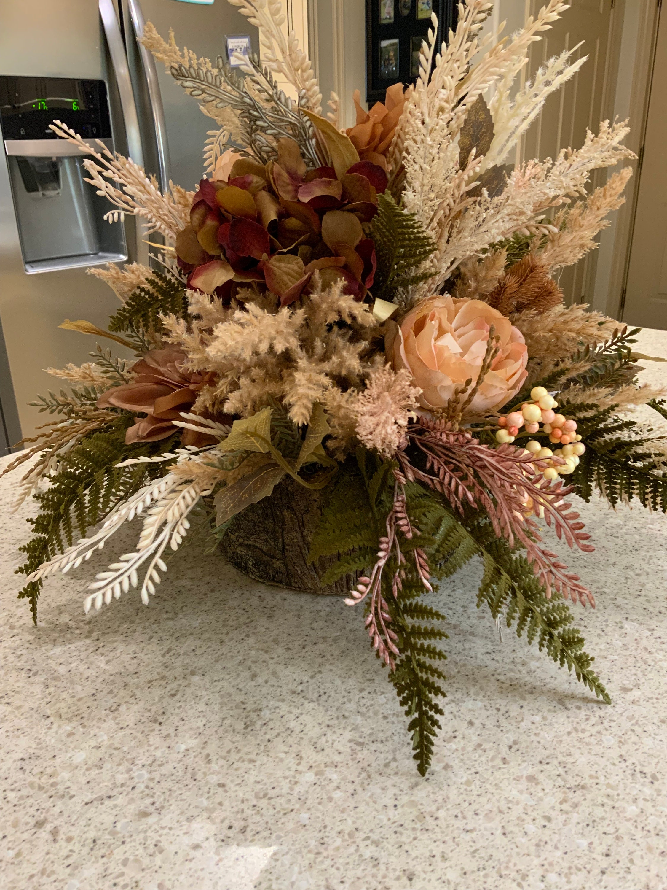Rustic Pampas Grass Centerpiece, Boho Fall Floral Table Arrangement ...