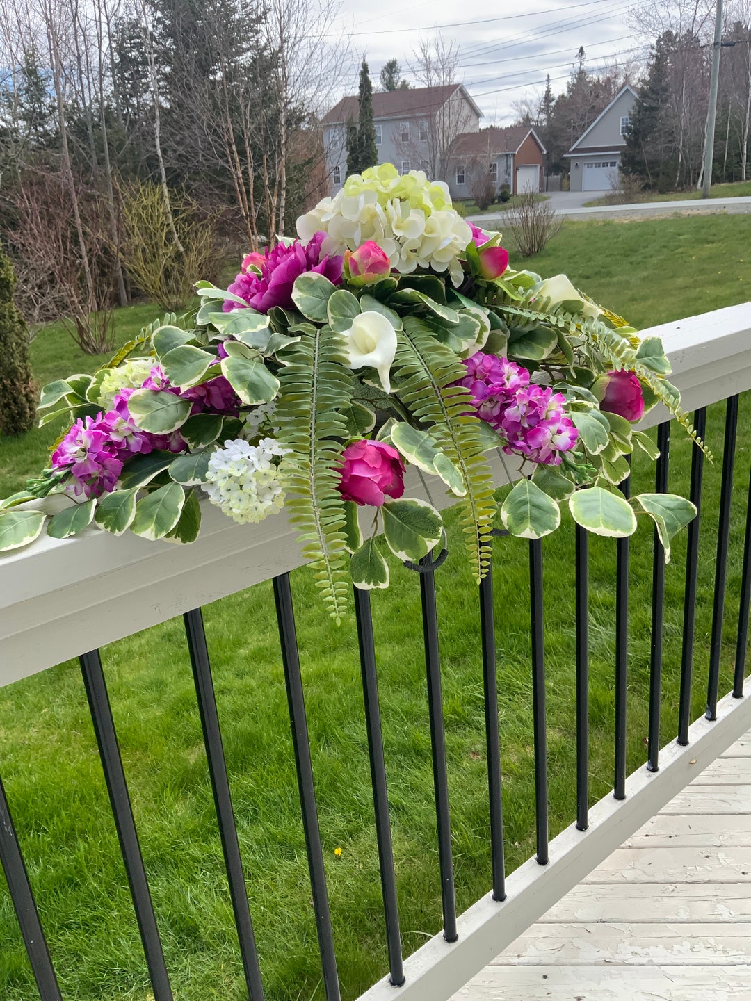 Artificial Floral Headstone Saddle, Hydrangea Rose Peony Grave ...