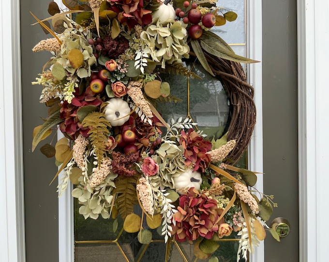 Large Classic Fall Front Door Wreath, Artificial Autumn Welcome Door ...