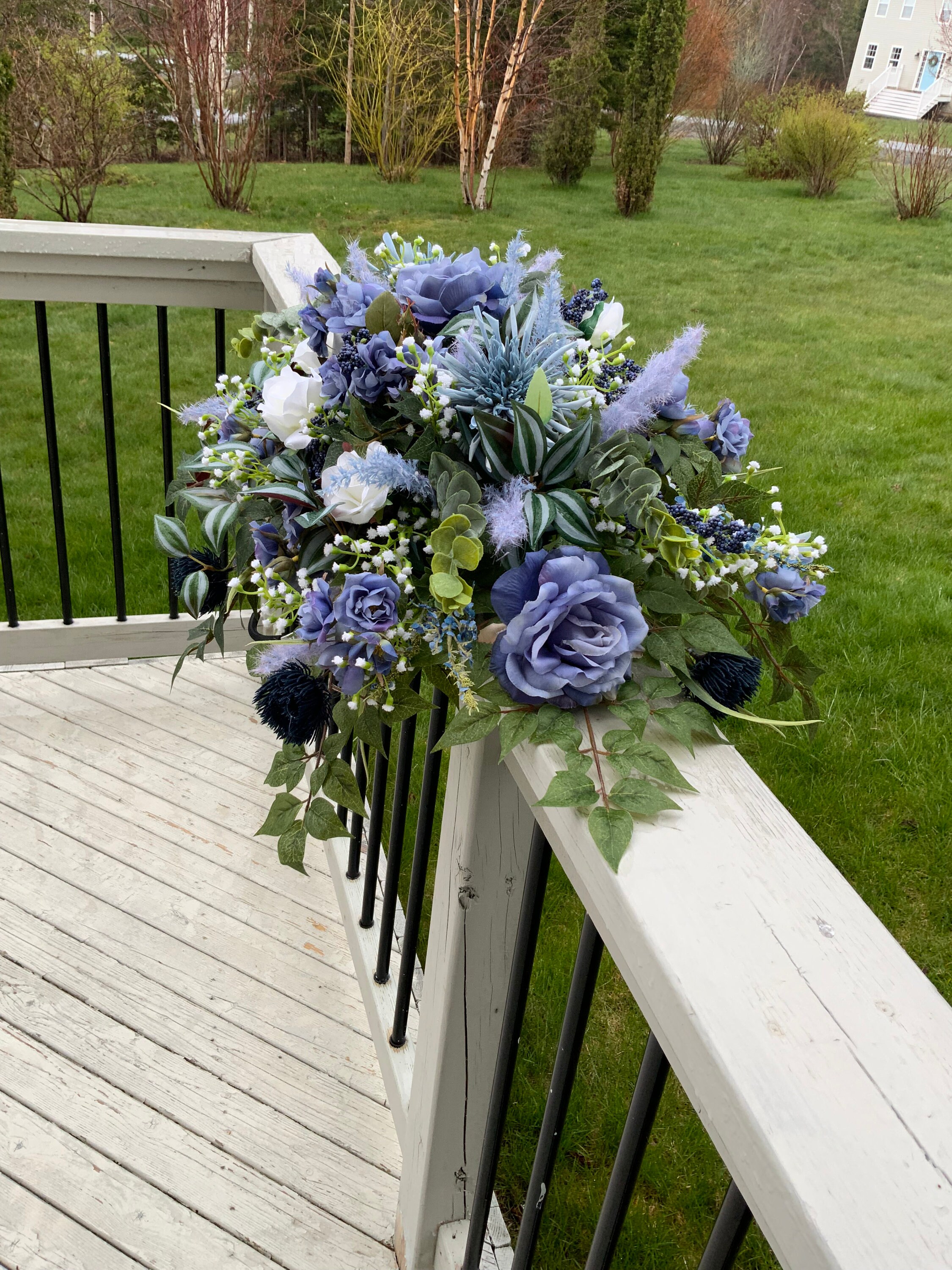 Masculine Headstone Saddle, Blue Grave Tombstone Blanket, Fathers Day ...