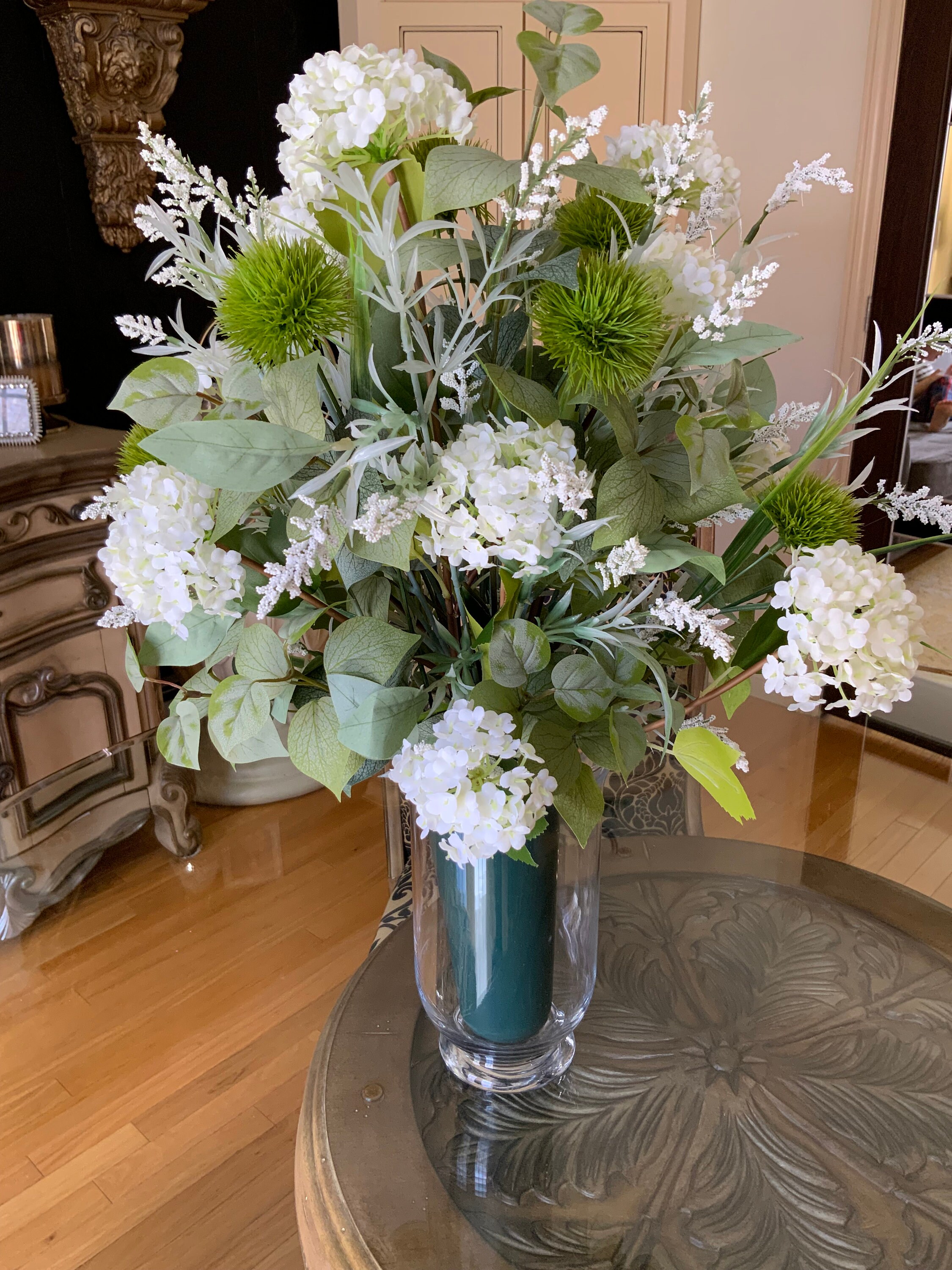 Memorial Flowers in Vase for Cemetery, Grave Floral Bouquet, White ...