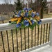 Blue Cemetery Headstone Saddle, Memorial Flowers for Gravestone ...