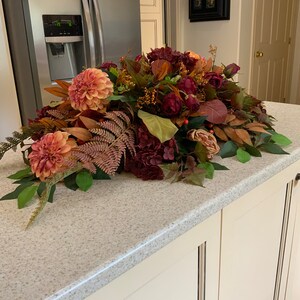 Fall Headstone Cemetery Saddle, Burgundy Artificial Tombstone Floral ...