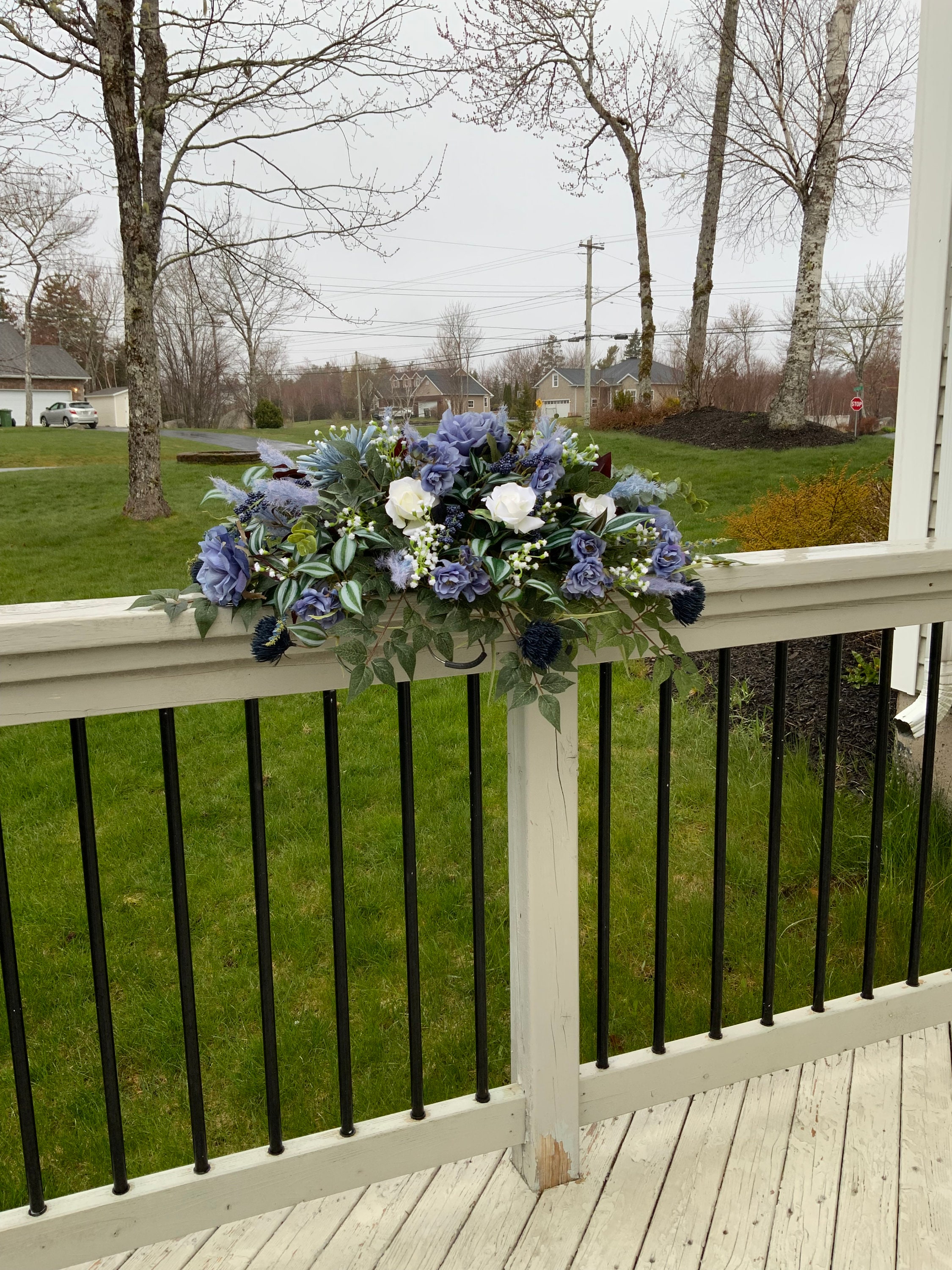 Masculine Headstone Saddle, Blue Grave Tombstone Blanket, Fathers Day ...