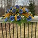 Blue Cemetery Headstone Saddle, Memorial Flowers for Gravestone ...