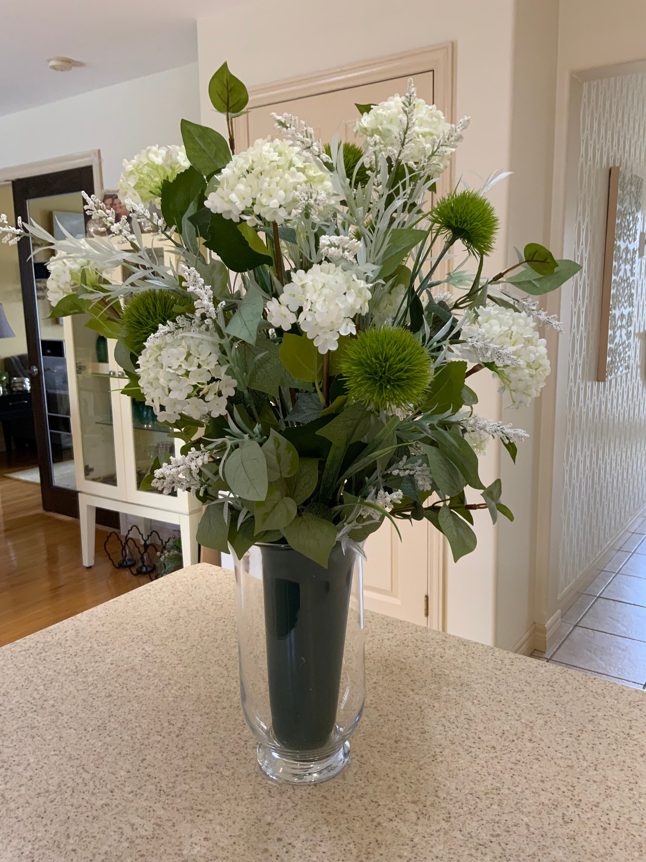 Memorial Flowers in Vase for Cemetery, Grave Floral Bouquet, White ...
