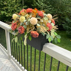 Fall Railing Floral Planter Insert, Artificial Autumn Filler for Window ...